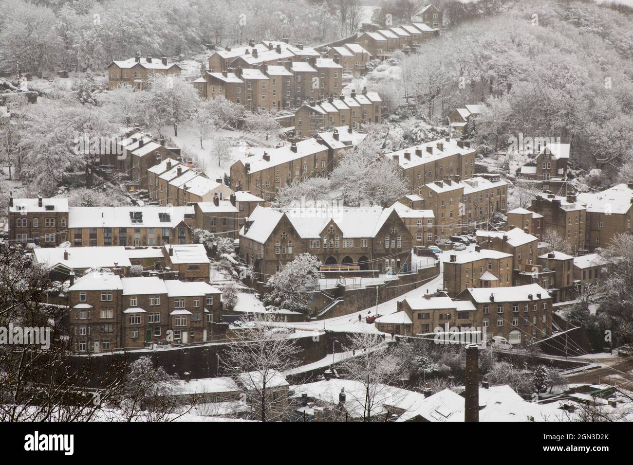 2 February 2021. The Yorkshire town of Hebden Bridge, in Calderdale ...