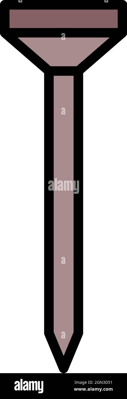 Steel nail icon. Outline Steel nail vector icon color flat isolated ...