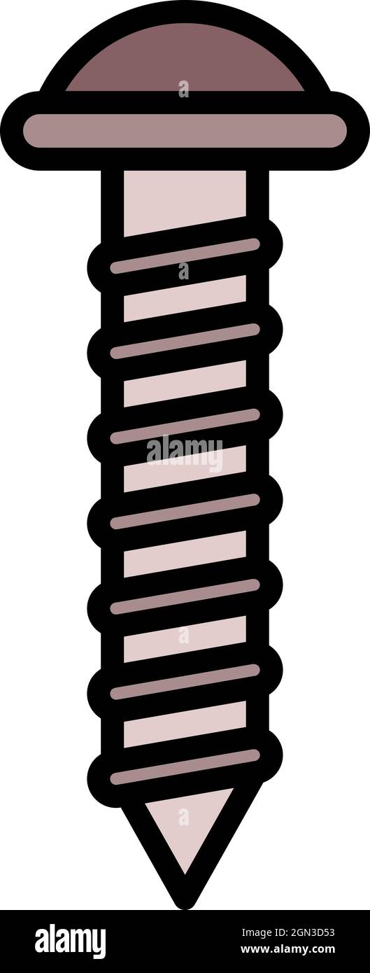 Small screw icon. Outline small screw vector icon color flat isolated ...