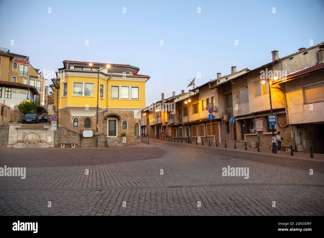 Bulgaria, Veliko Tarnovo, August 2021. Morning streets of an old cozy ...