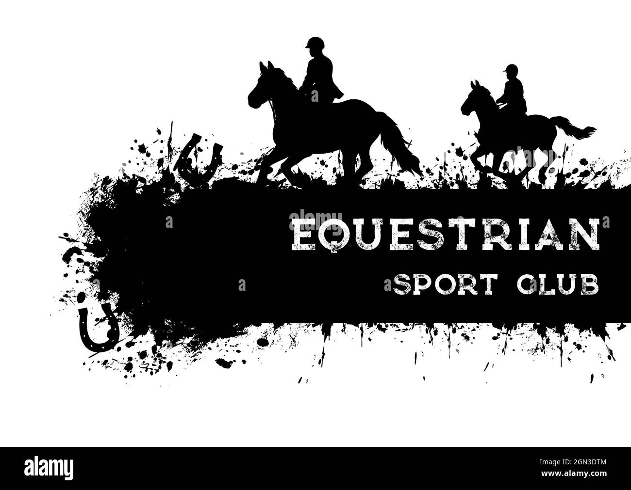 Horse racing and riding, grunge equestrian sport banner, polo club ...
