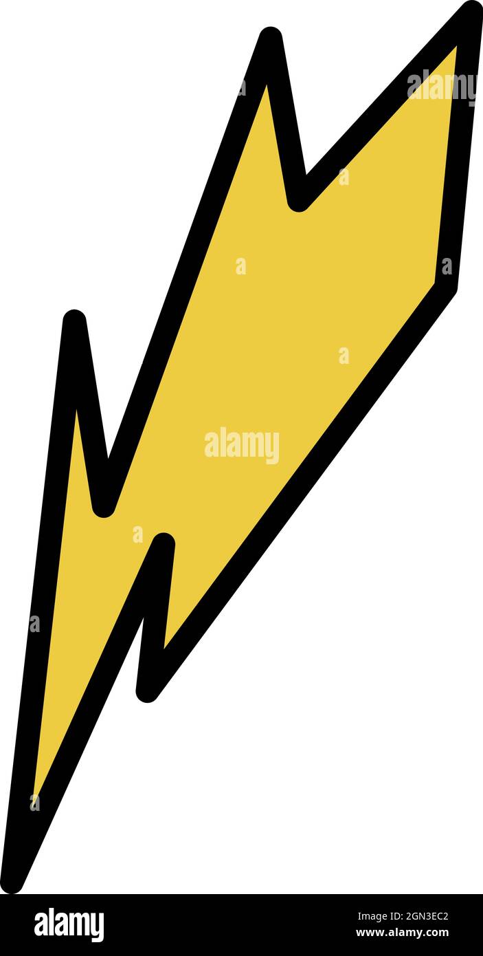 Lightning bolt icon. Outline lightning bolt vector icon color flat ...