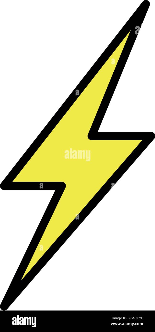 Lightning symbol icon. Outline lightning symbol vector icon color flat ...