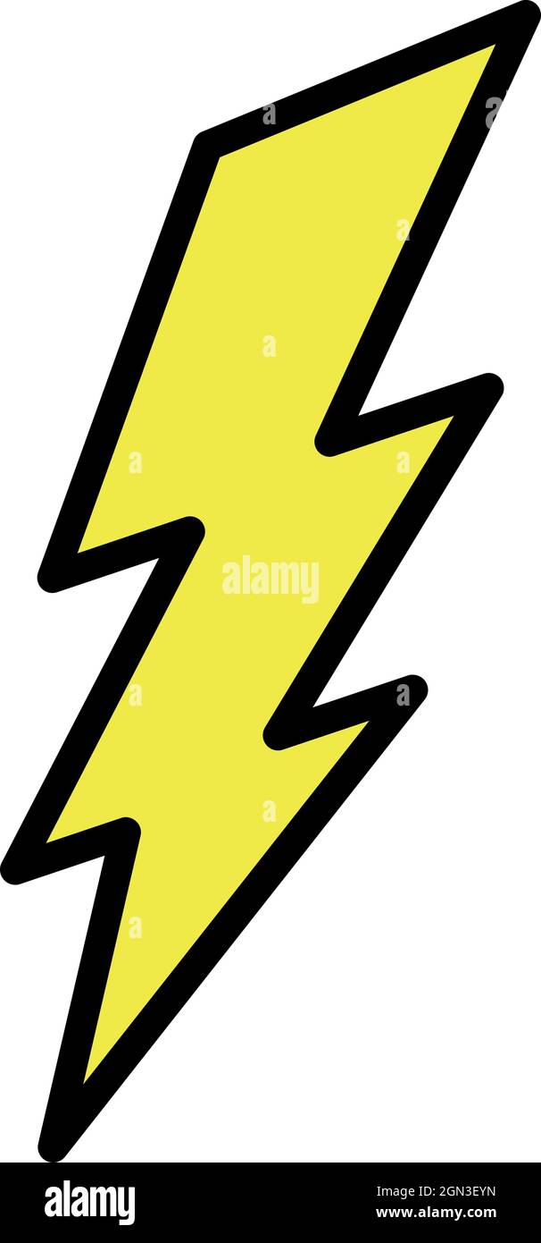 Wide lightning icon. Outline wide lightning vector icon color flat ...