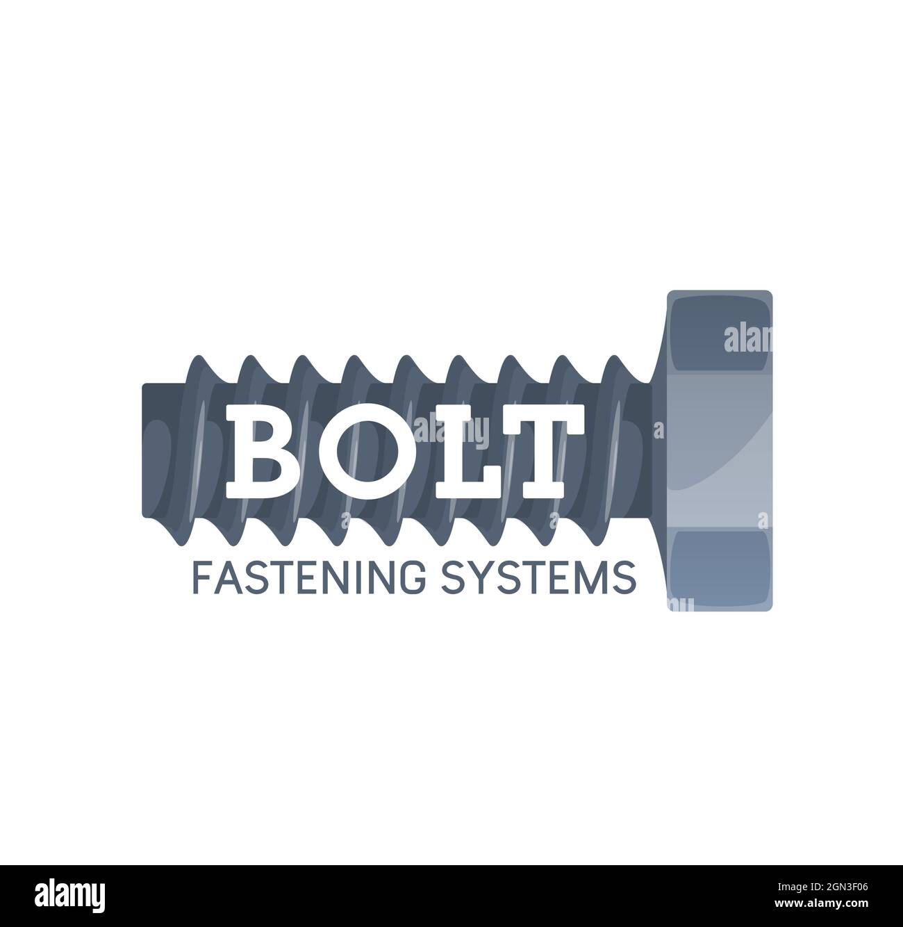 Steel bolt icon. Metal threaded fastener, fastening system element and ...