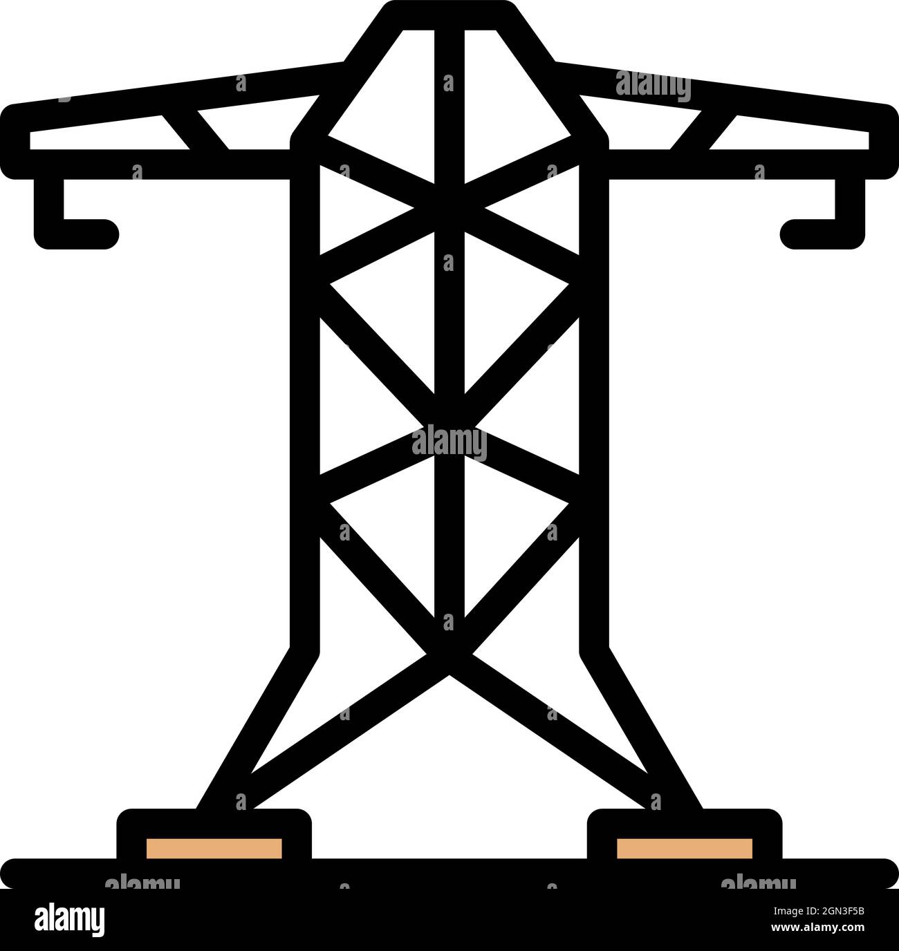 Electric tower icon. Outline electric tower vector icon color flat ...