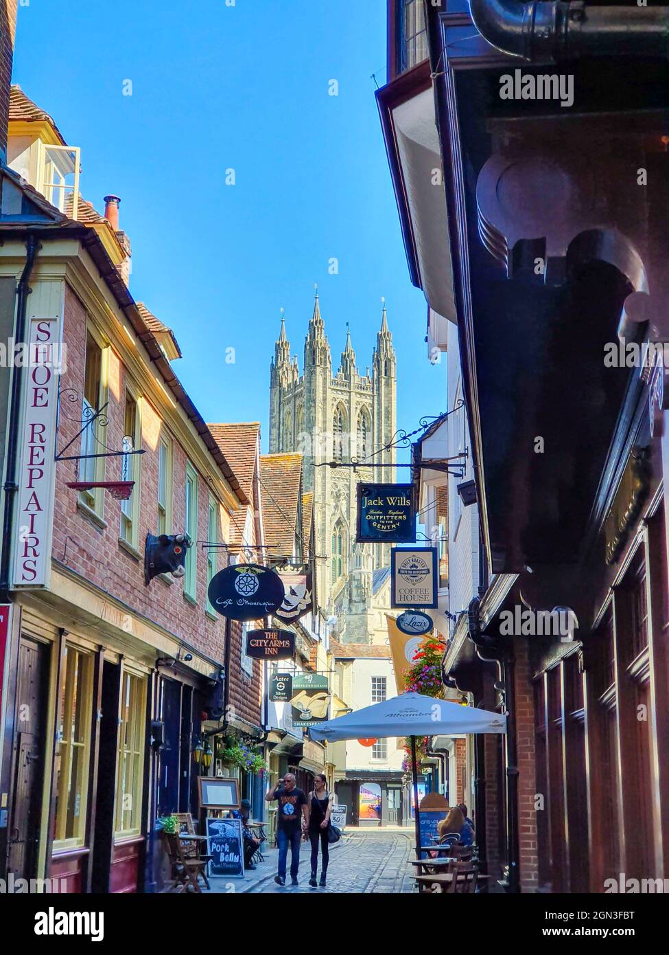 CANTERBURY, UNITED KINGDOM - Sep 07, 2021: Traditional row of shops in ...