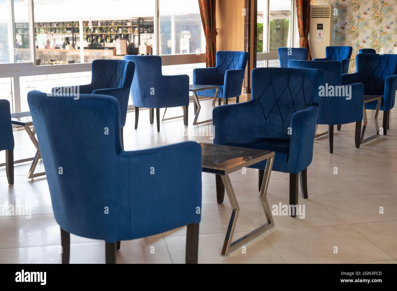 Mediterranean restaurant interior modern decor hi-res stock photography ...
