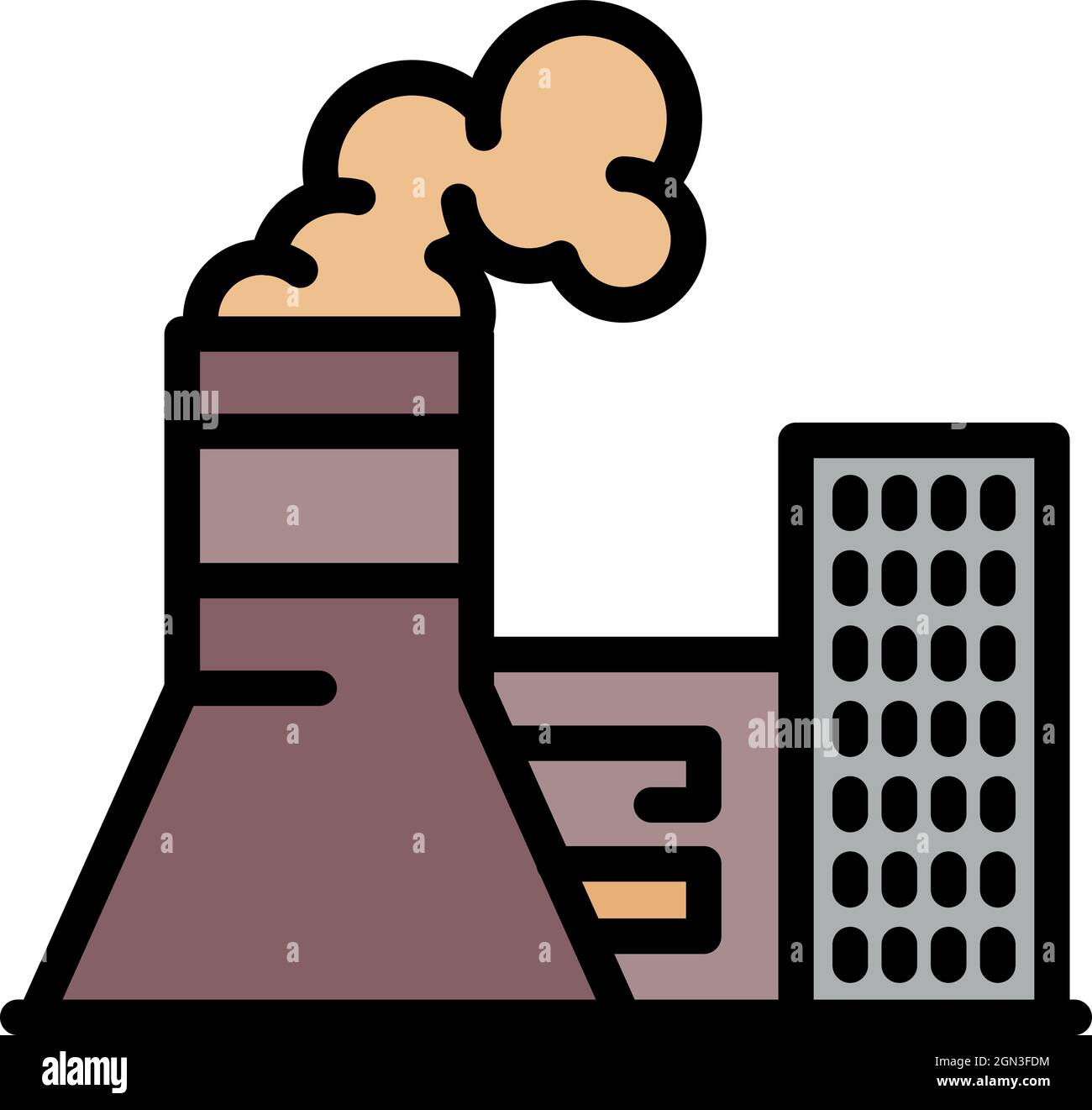 Coal power plant icon. Outline coal power plant vector icon color flat ... Coal power plant icon. Outline coal power plant vector icon color flat ...