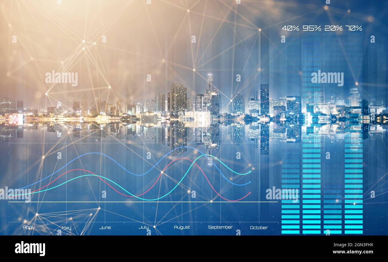Business technology concept. Future network city background and ...