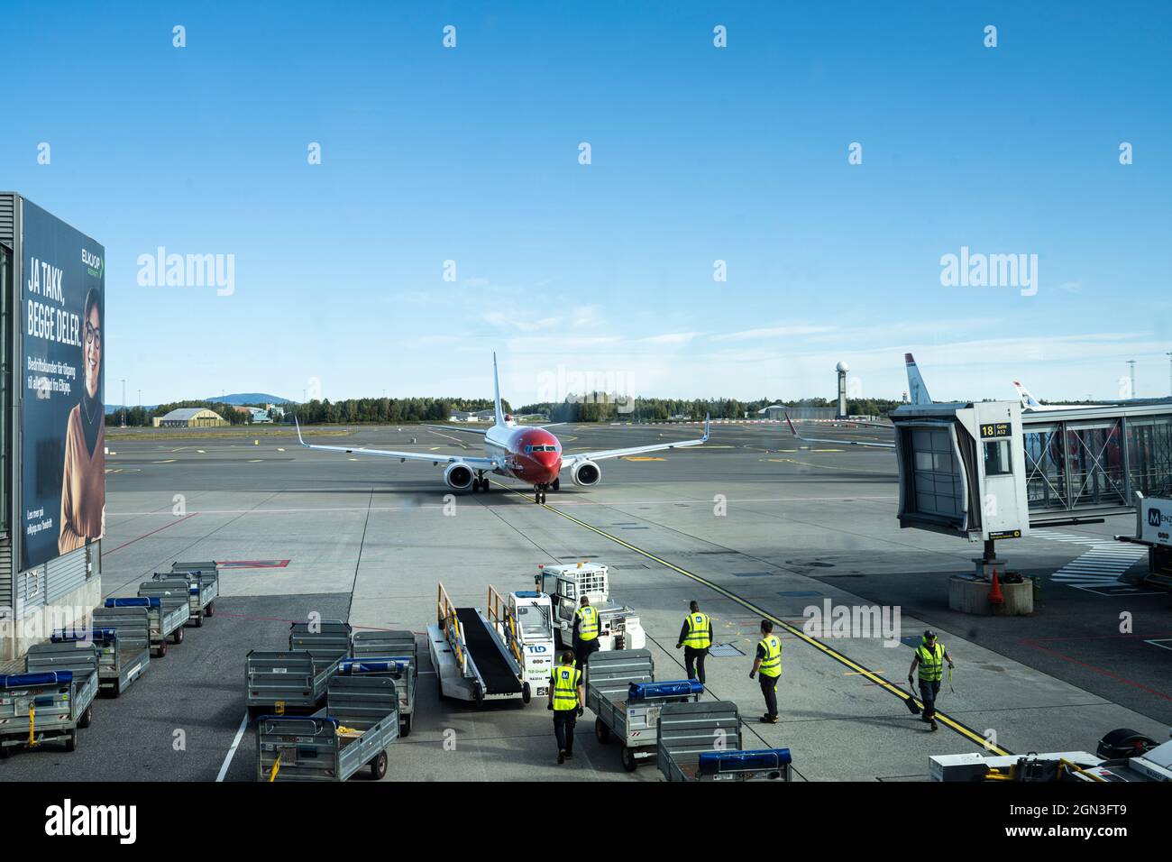 Oslo, Norway. September 2021. the ground attendant at work in the ...