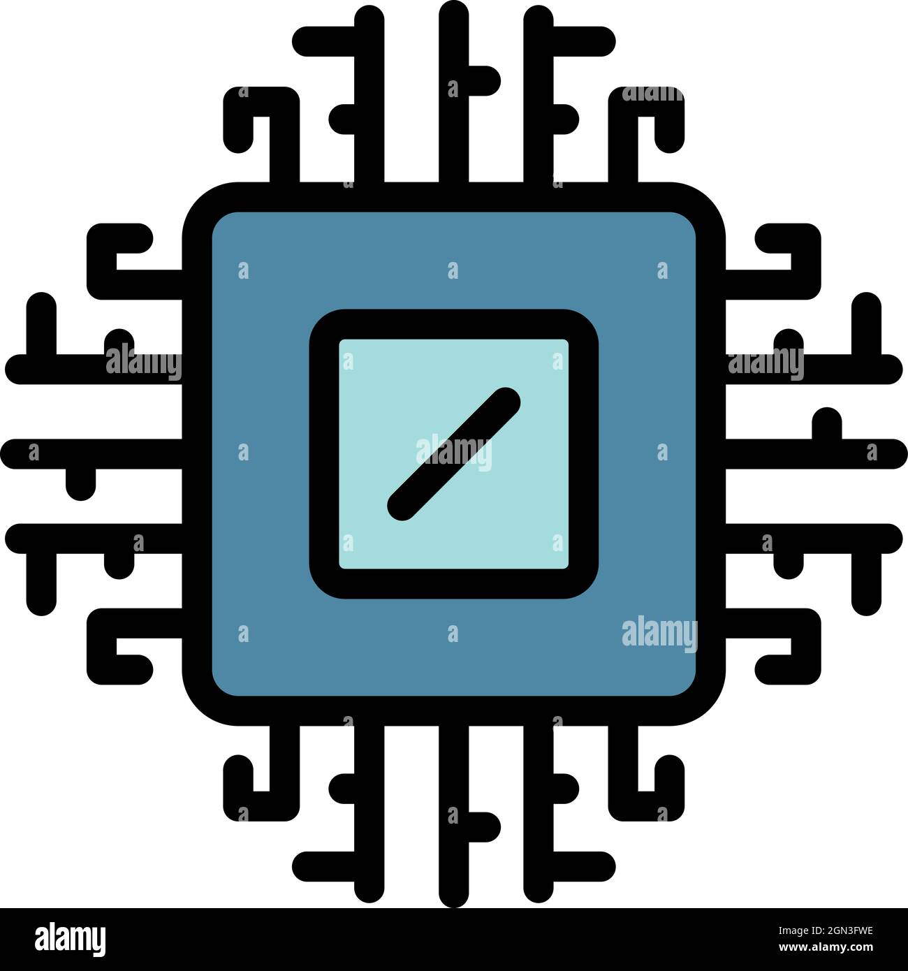 Computer processor icon. Outline computer processor vector icon color ...