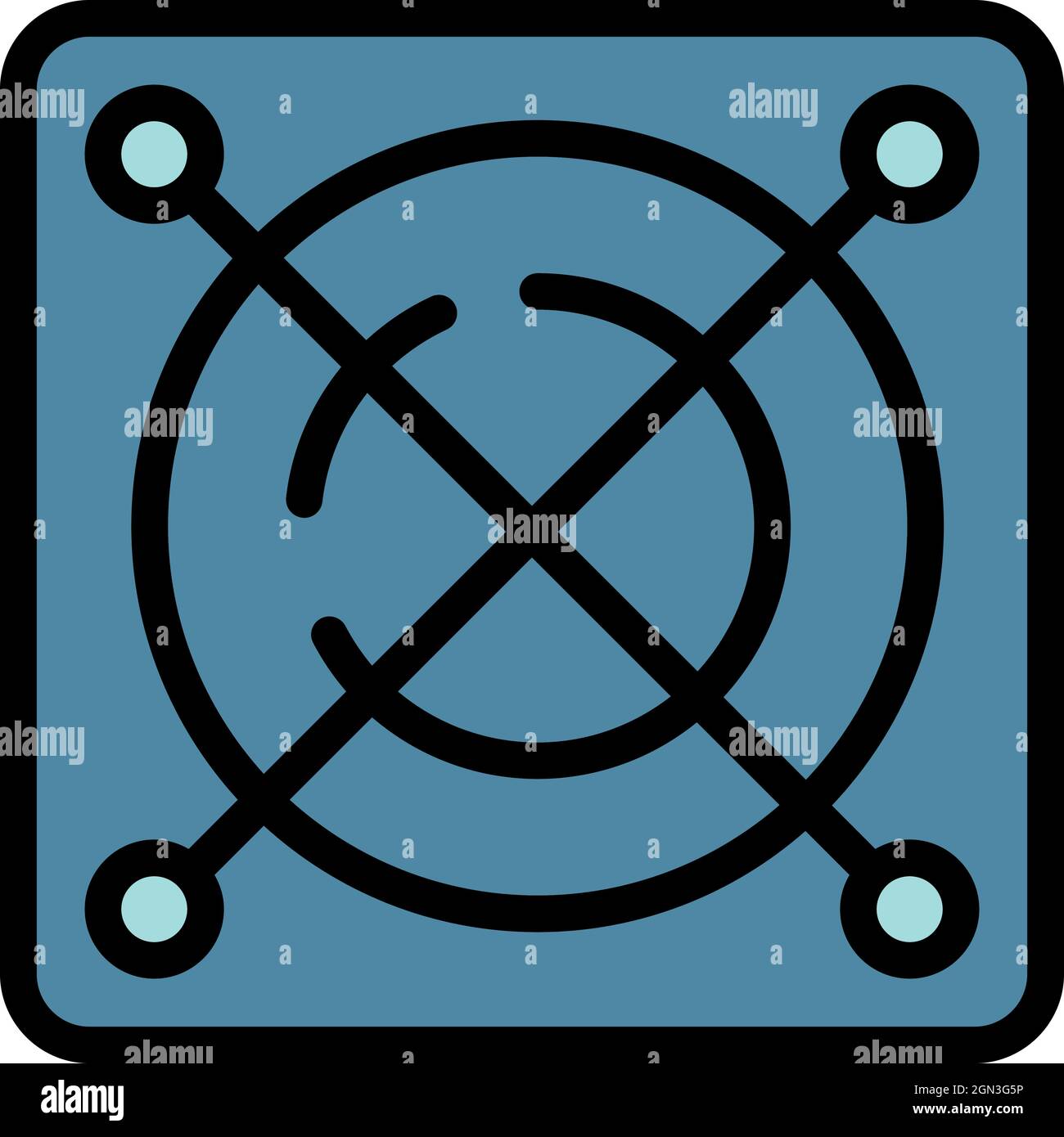 Fan cpu cooler icon. Outline fan cpu cooler vector icon color flat ...