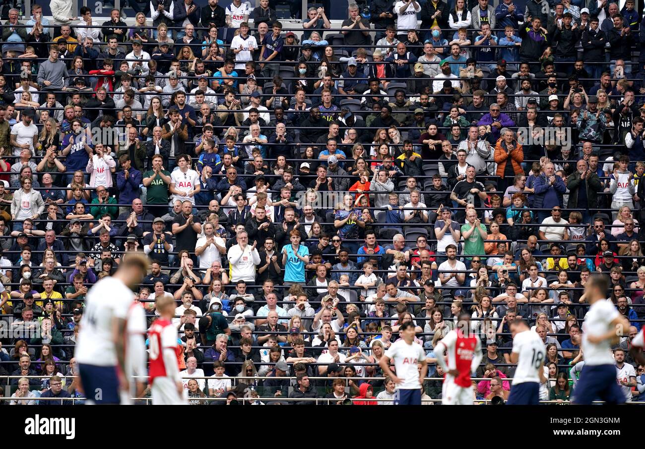 File photo dated 08-08-2021 of Tottenham Hotspur fans in the safe ...