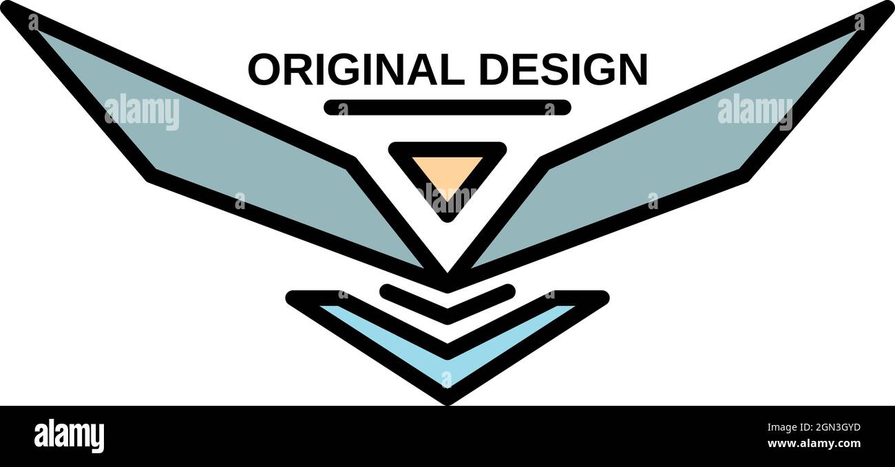 Wings original logo. Outline wings original vector logo color flat ...