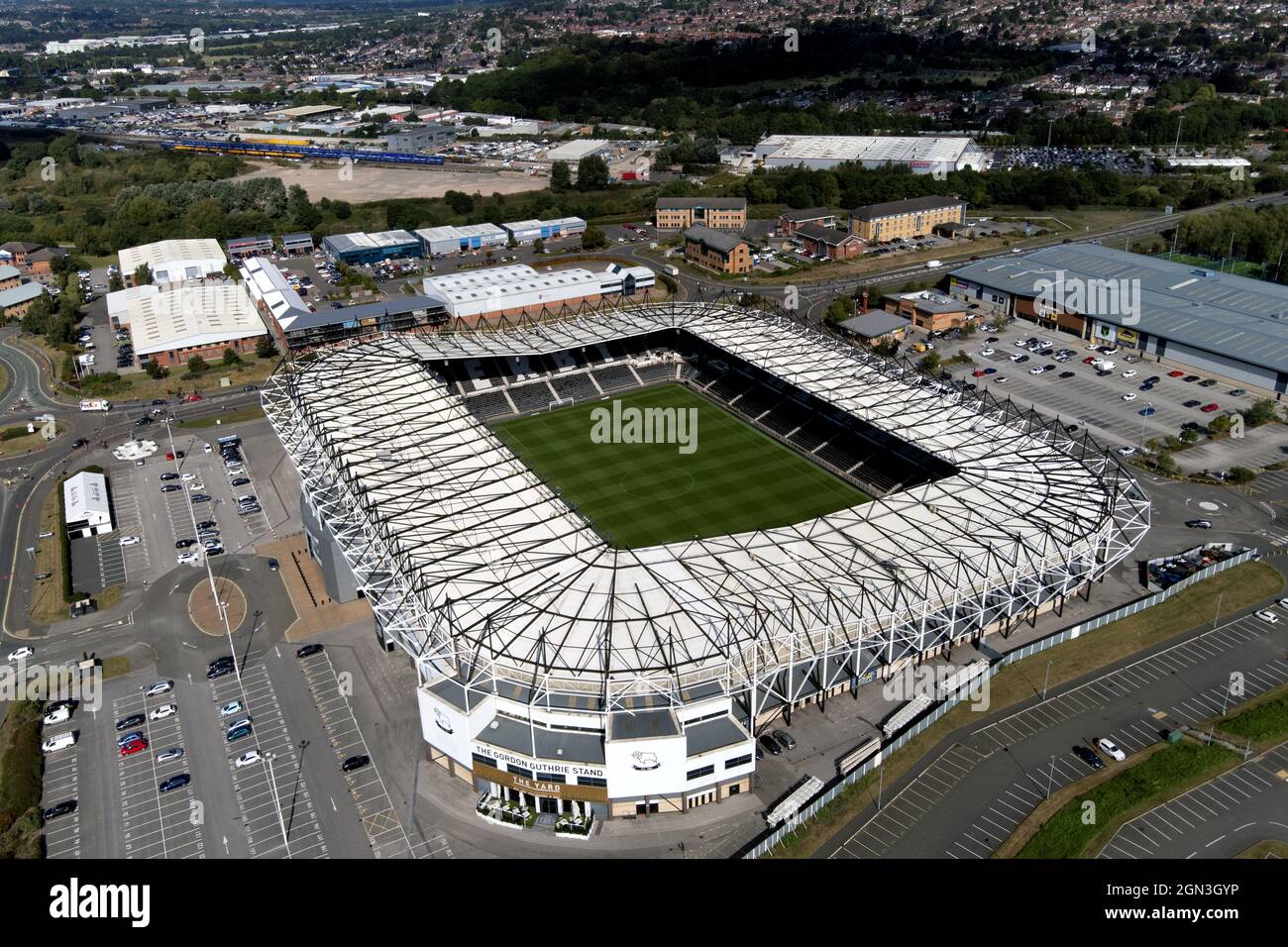 An aerial view of Pride Park Stadium, home of Derby County. Picture ...