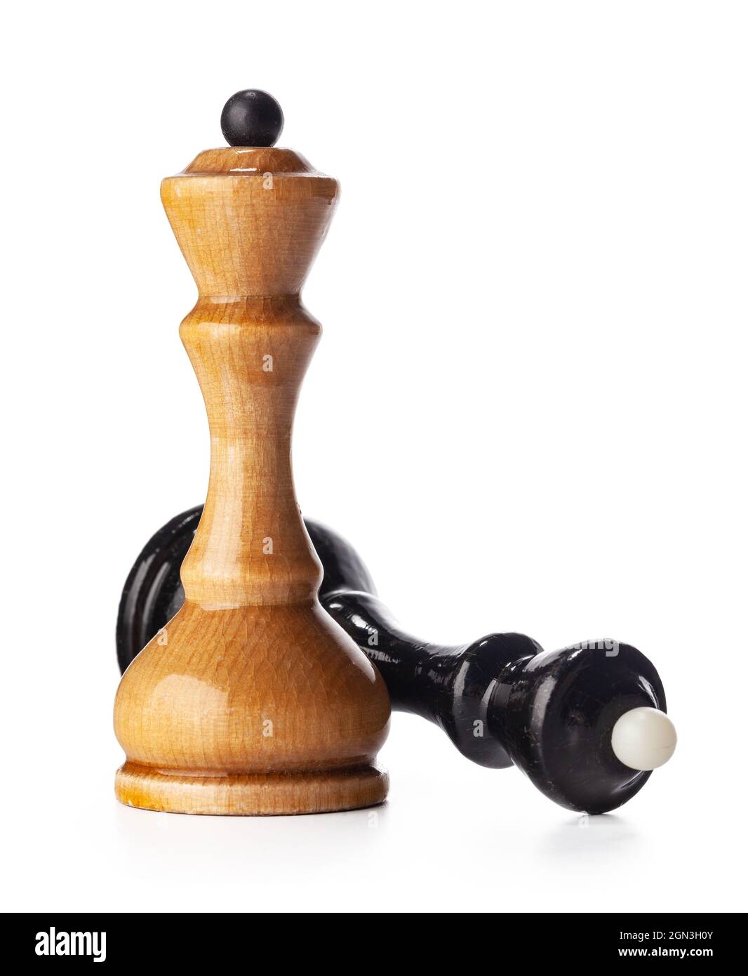 Wooden chess pieces close up isolated on white Stock Photo - Alamy