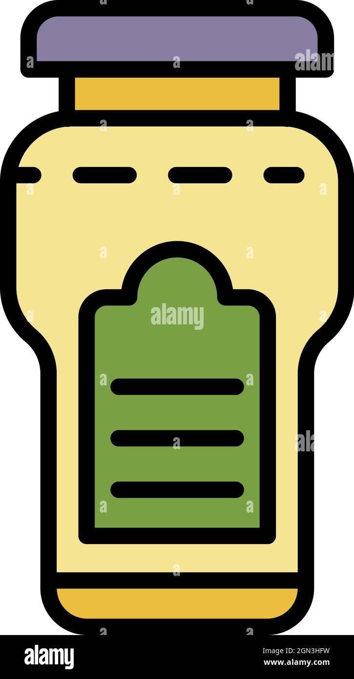 Cute jam jar icon. Outline cute jam jar vector icon color flat isolated ...