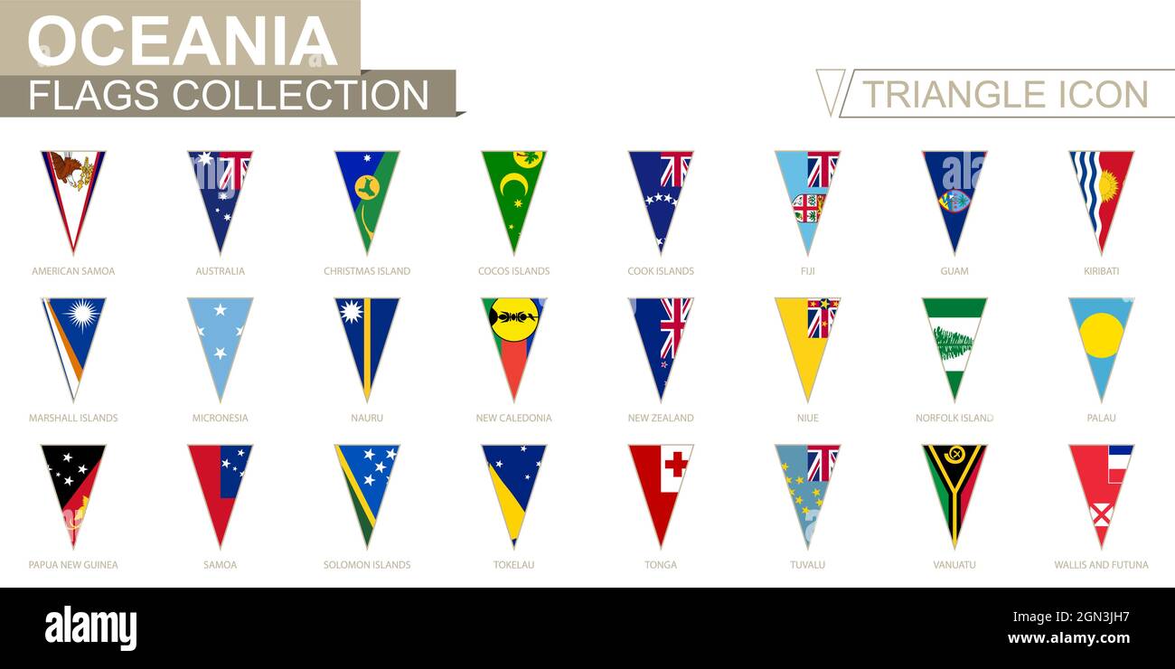 Flags of Oceania, all Oceanian flags. Triangle icon Stock Vector Image ...