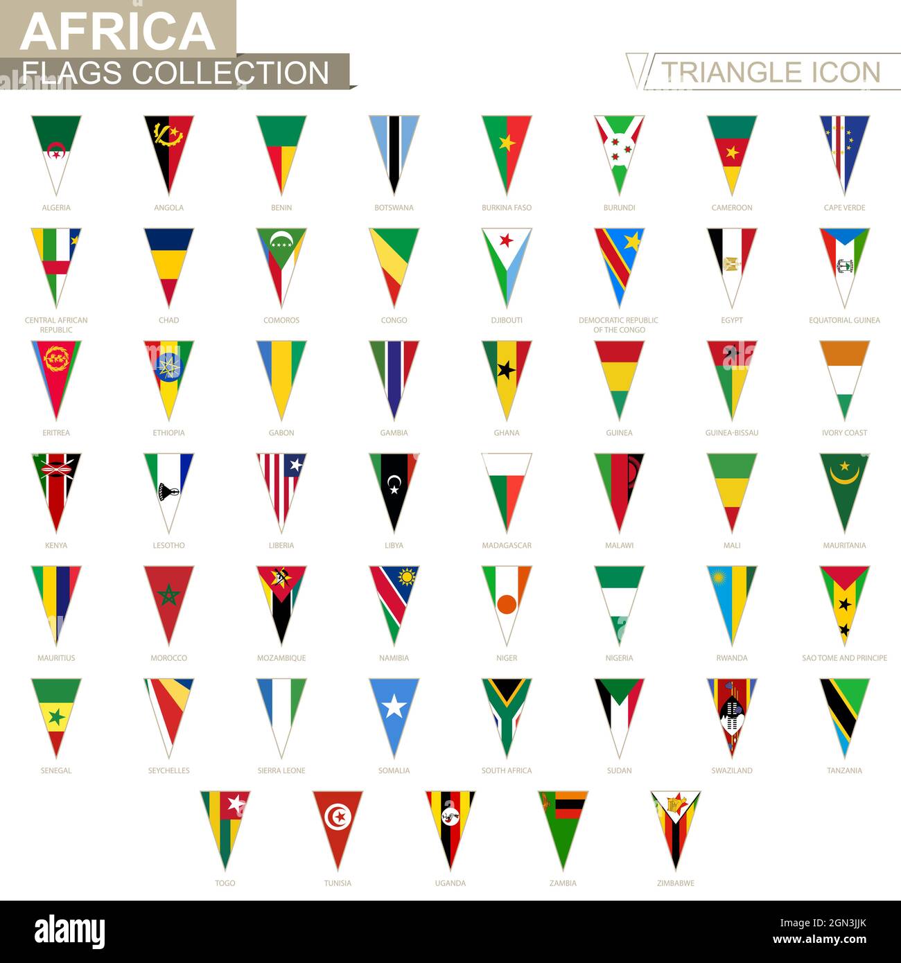 Flags of Africa, all African flags. Triangle icon Stock Vector Image ...