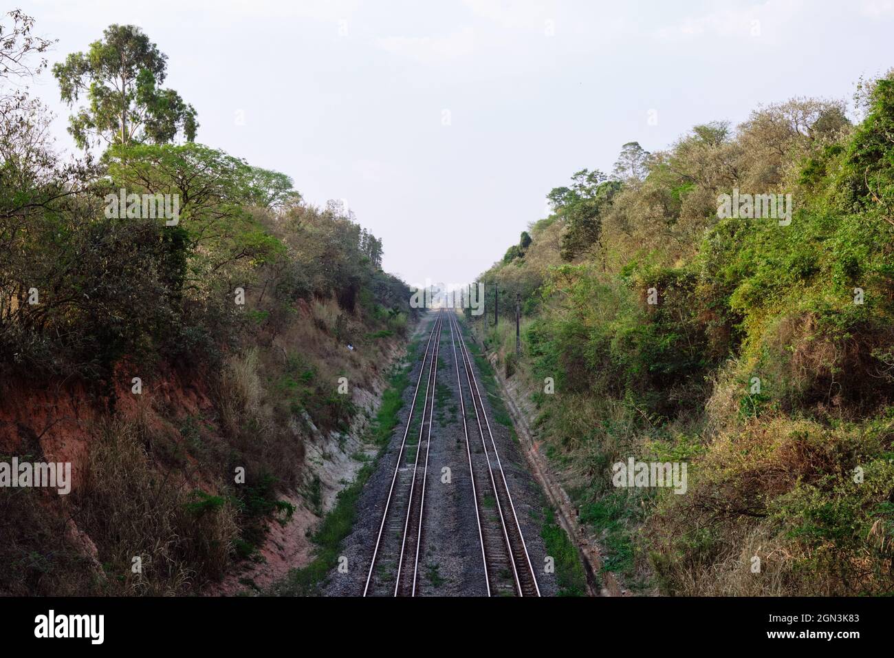Railway from above with landscape Stock Photo - Alamy
