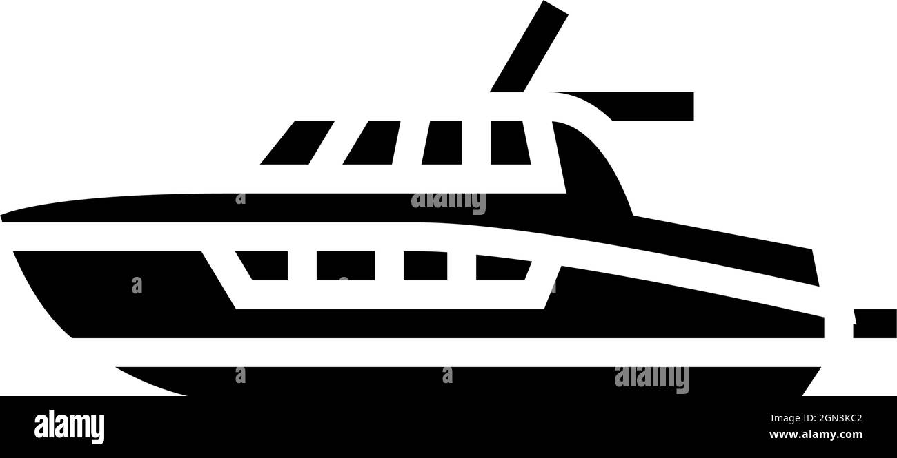 cabin cruiser boat glyph icon vector illustration Stock Vector Image ...