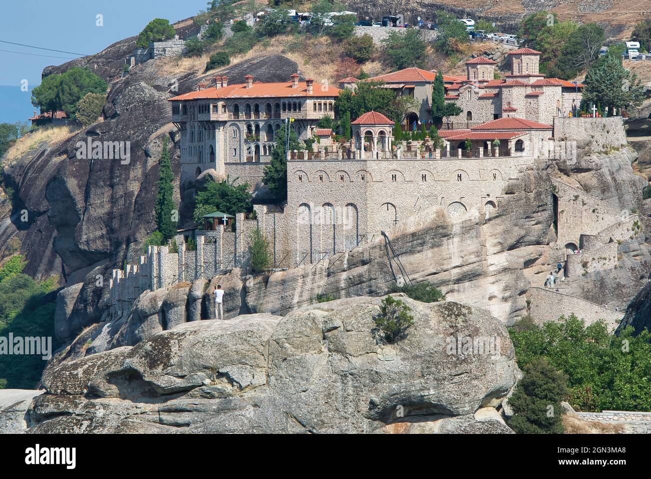 Meteora, Greece. Christian monasteries built on huge rocks Stock Photo ...