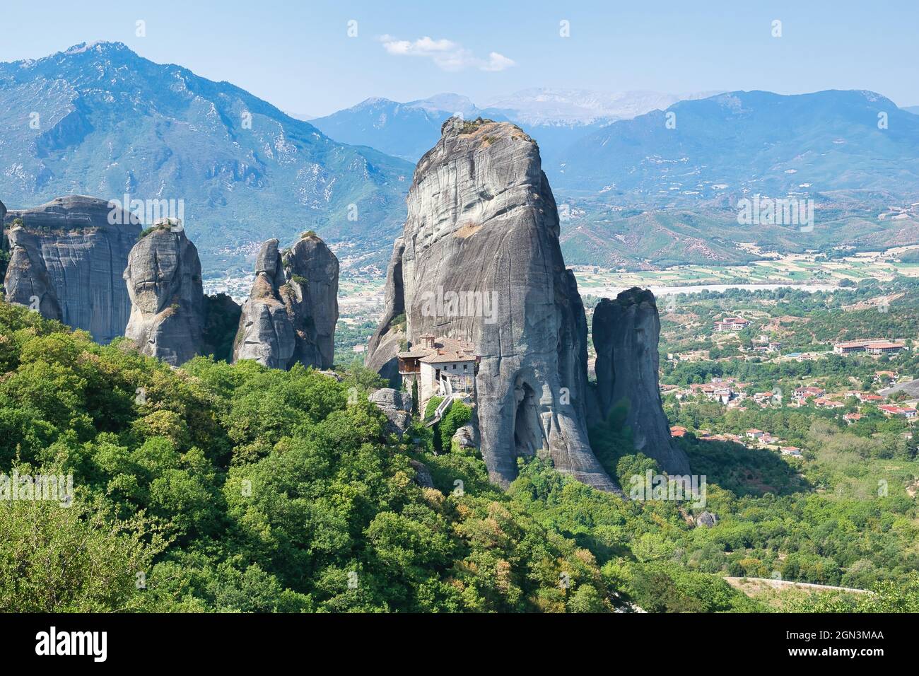 Meteora, Greece. Christian monasteries built on huge rocks Stock Photo ...