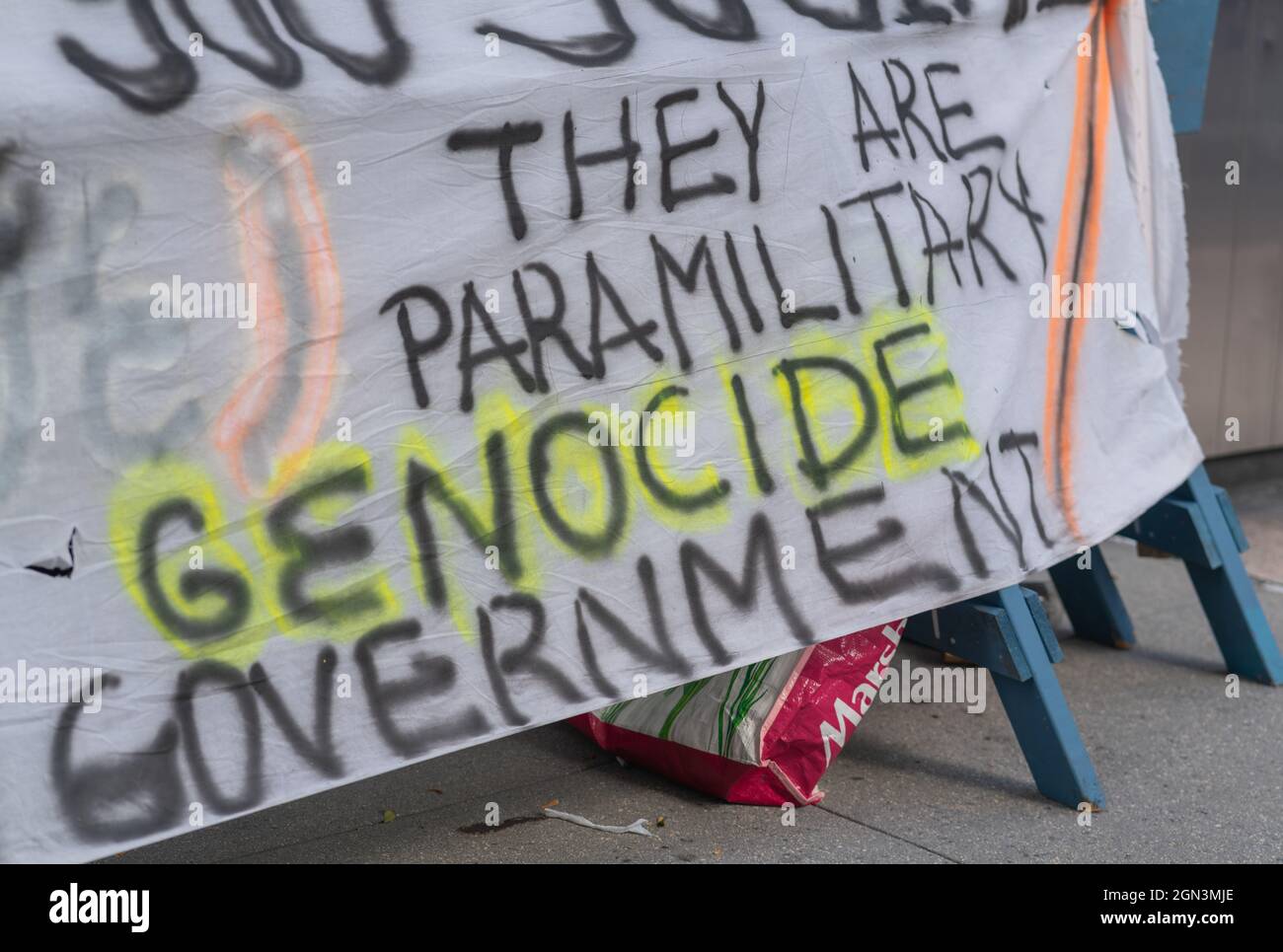 A small group of Colombian supporters gathered to protest the alleged ...