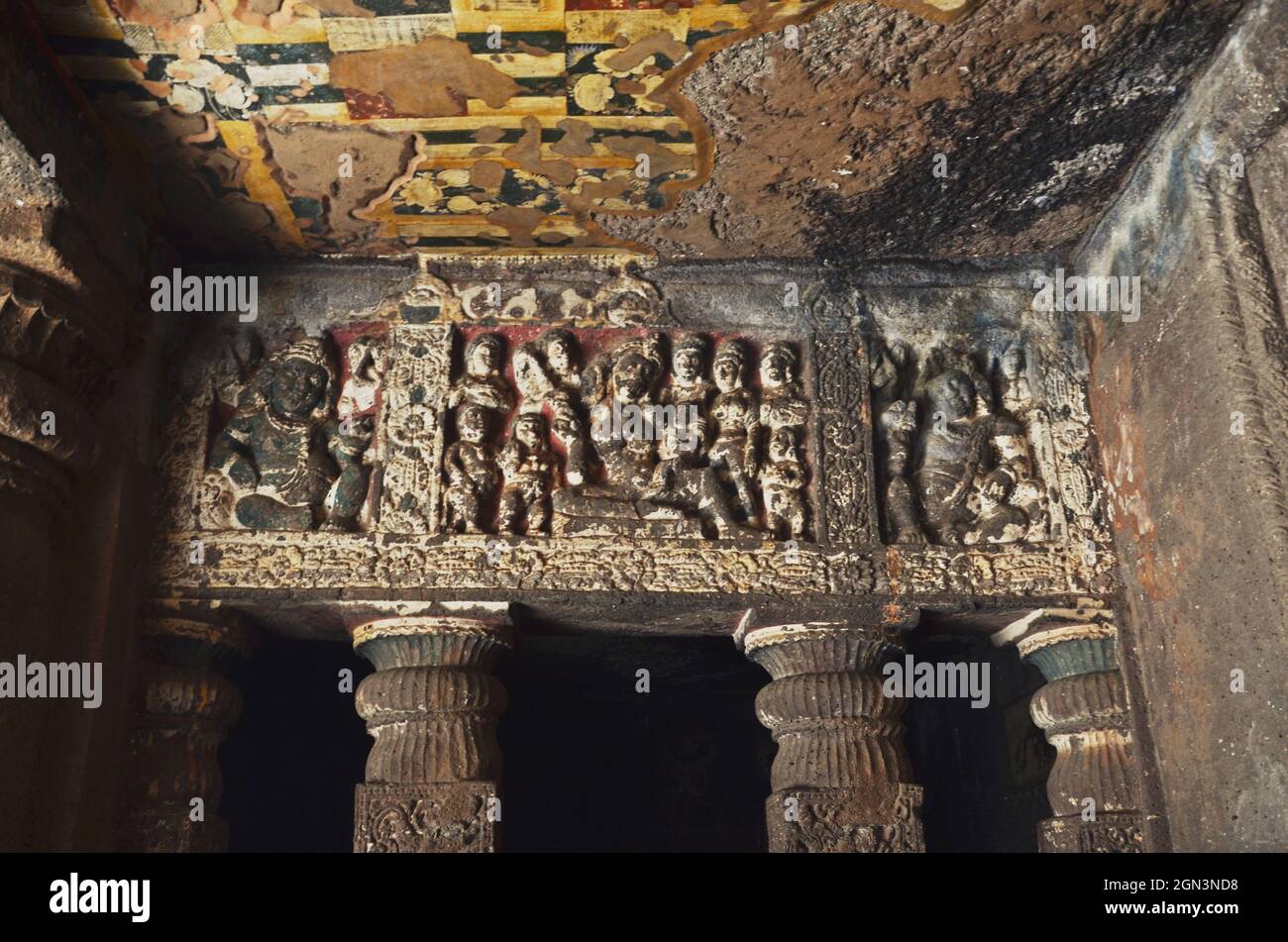carving at ajanta caves unesco world heritage site in mumbai ...