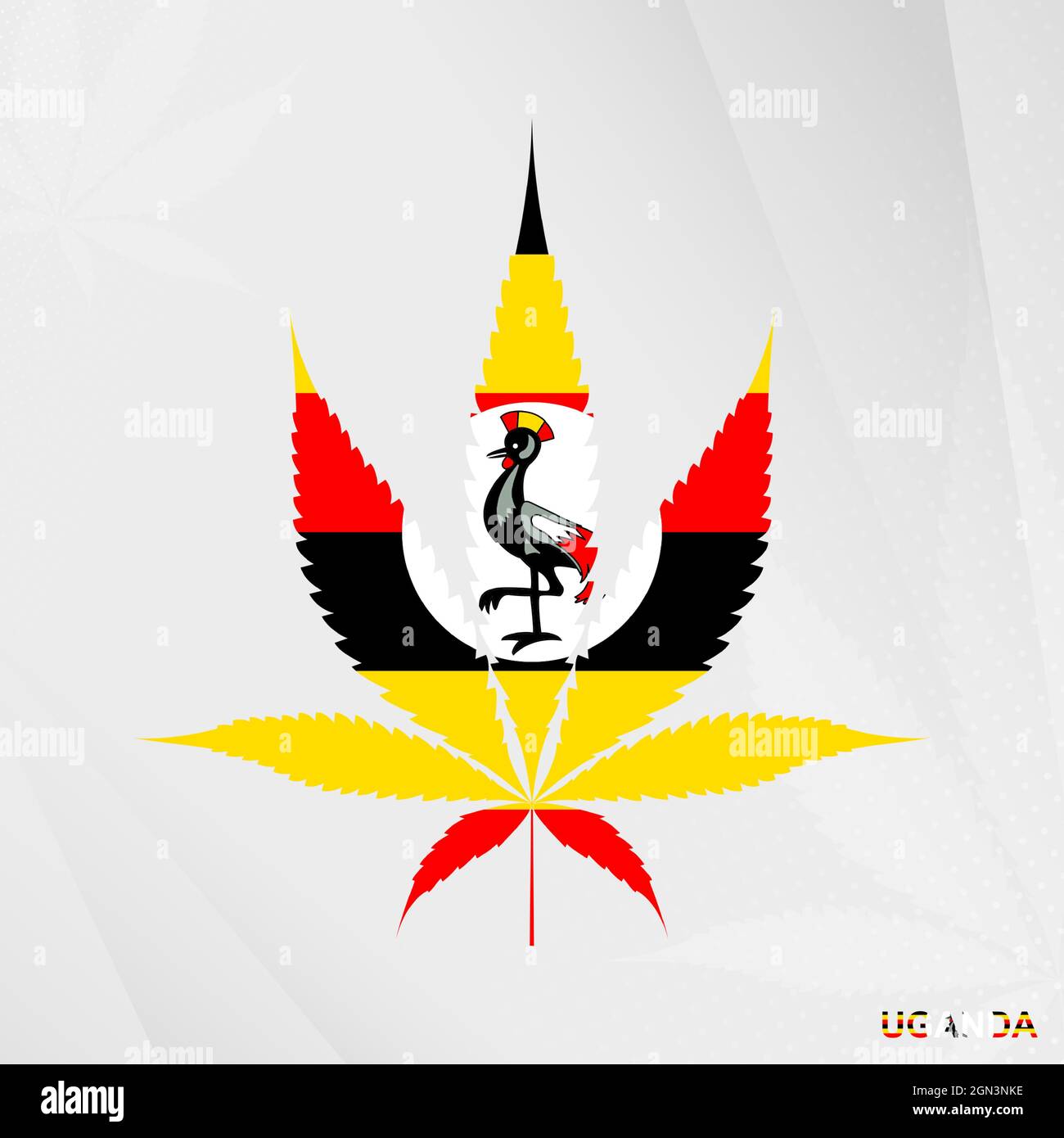 Flag of Uganda in Marijuana leaf shape. The concept of legalization ...