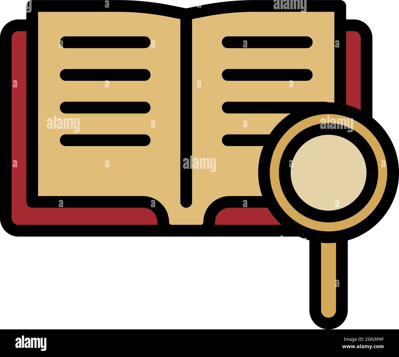 Book magnify glass icon. Outline book magnify glass vector icon color ...