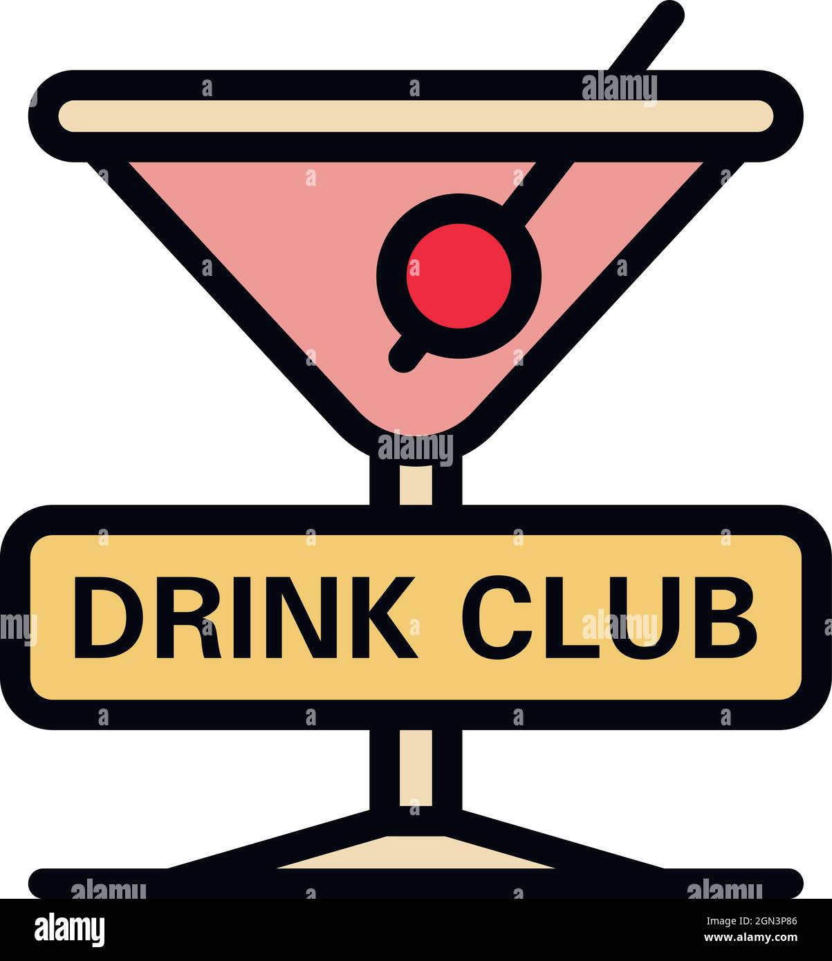 Drink club icon. Outline drink club vector icon color flat isolated ...