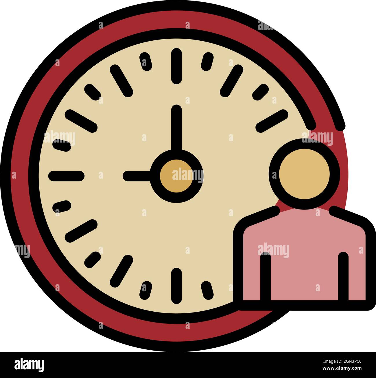 Lecture time clock icon. Outline lecture time clock vector icon color ...