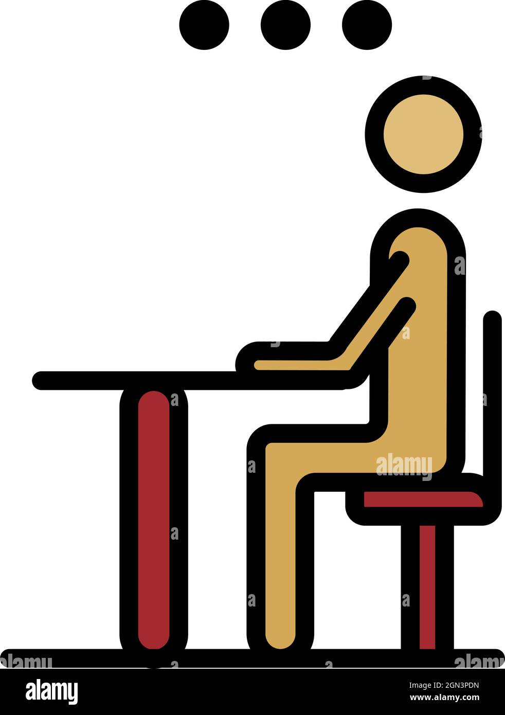 Man at desktop icon. Outline man at desktop vector icon color flat ...