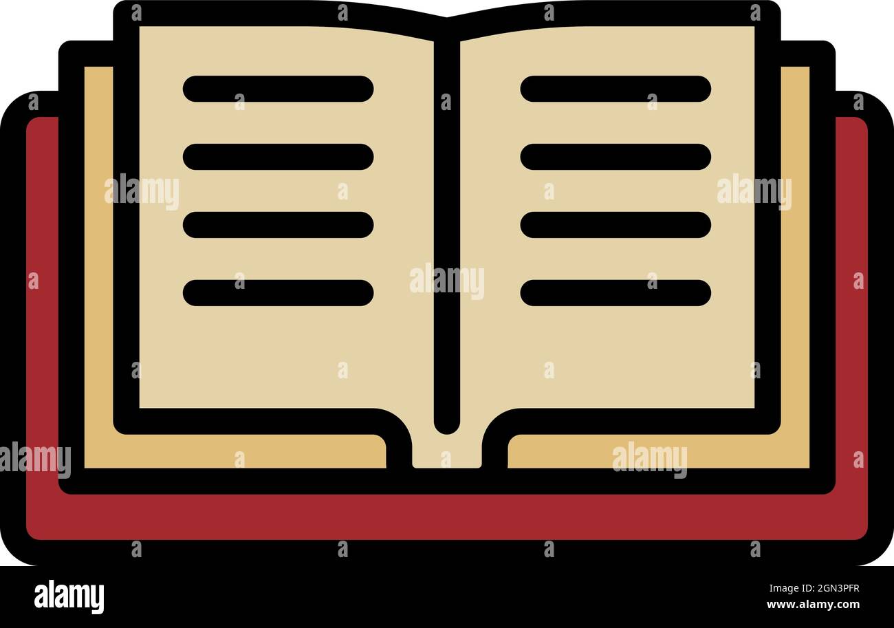 Open book icon. Outline open book vector icon color flat isolated Stock ...