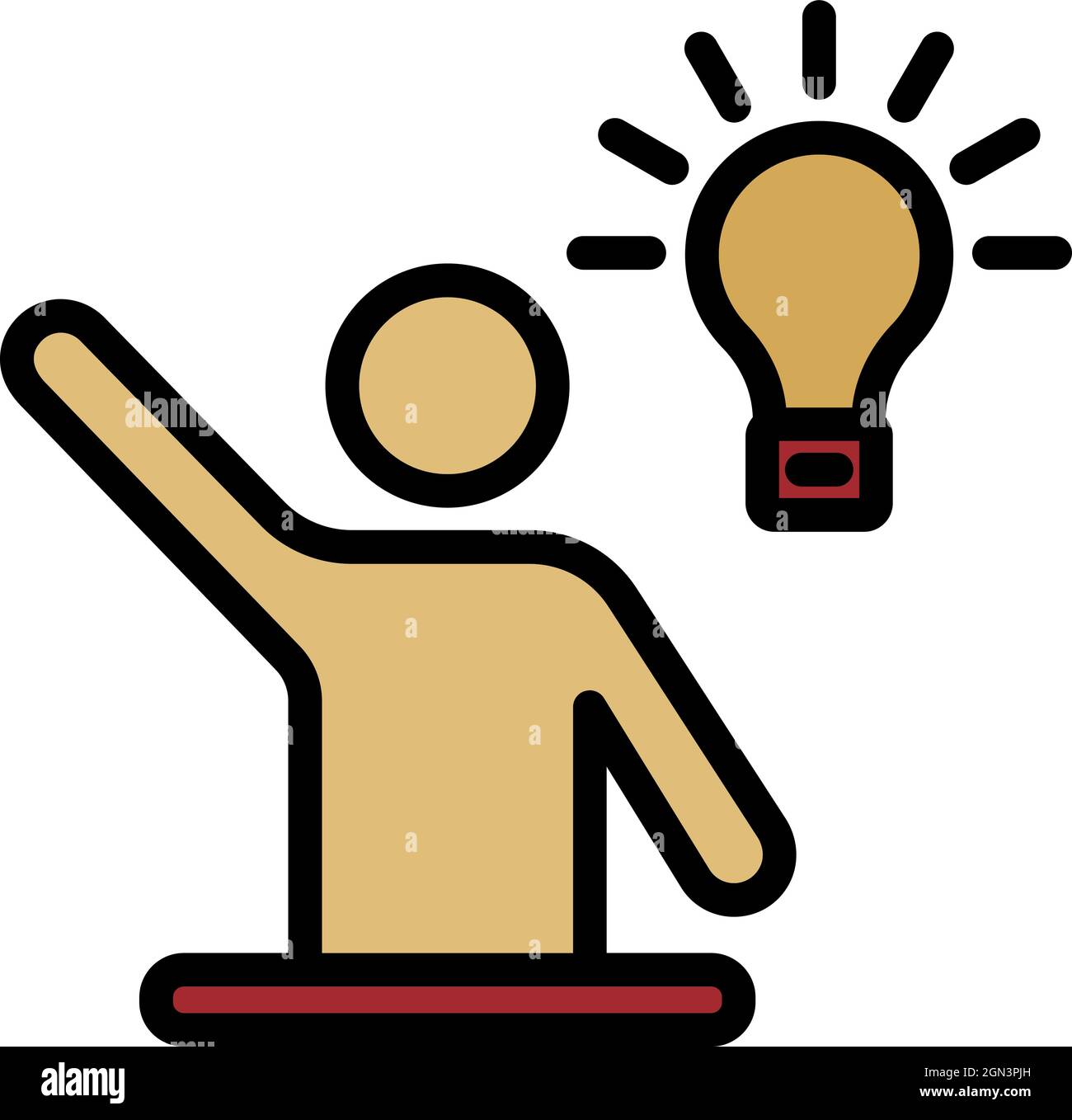 Man bulb idea icon. Outline man bulb idea vector icon color flat ...