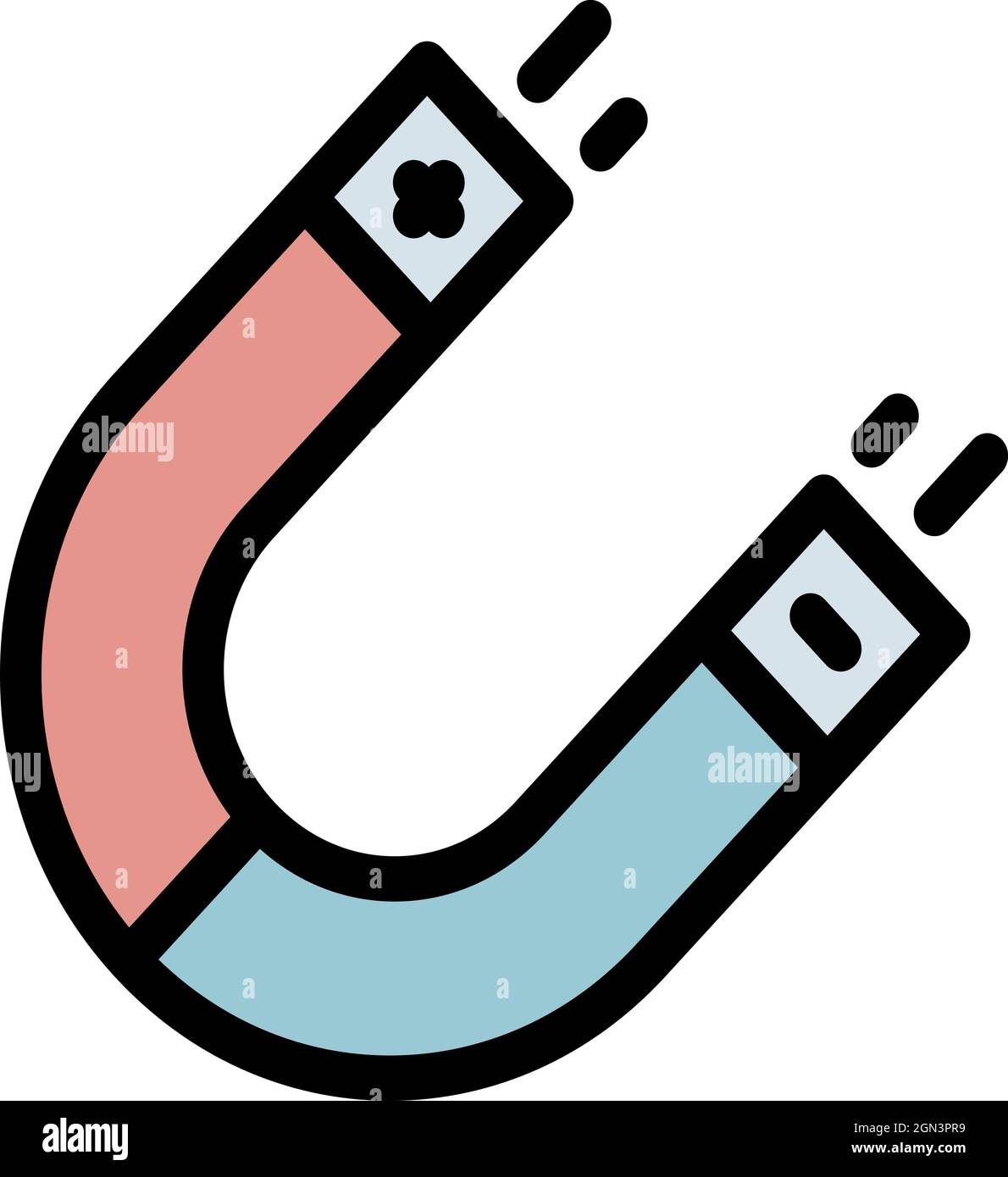 Magnet icon. Outline magnet vector icon color flat isolated Stock ...