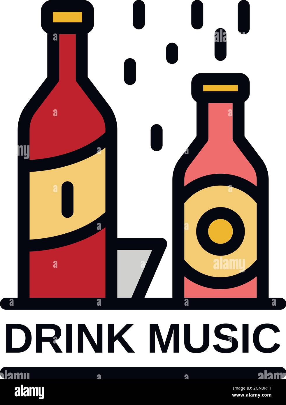 Drink music icon. Outline drink music vector icon color flat isolated ...