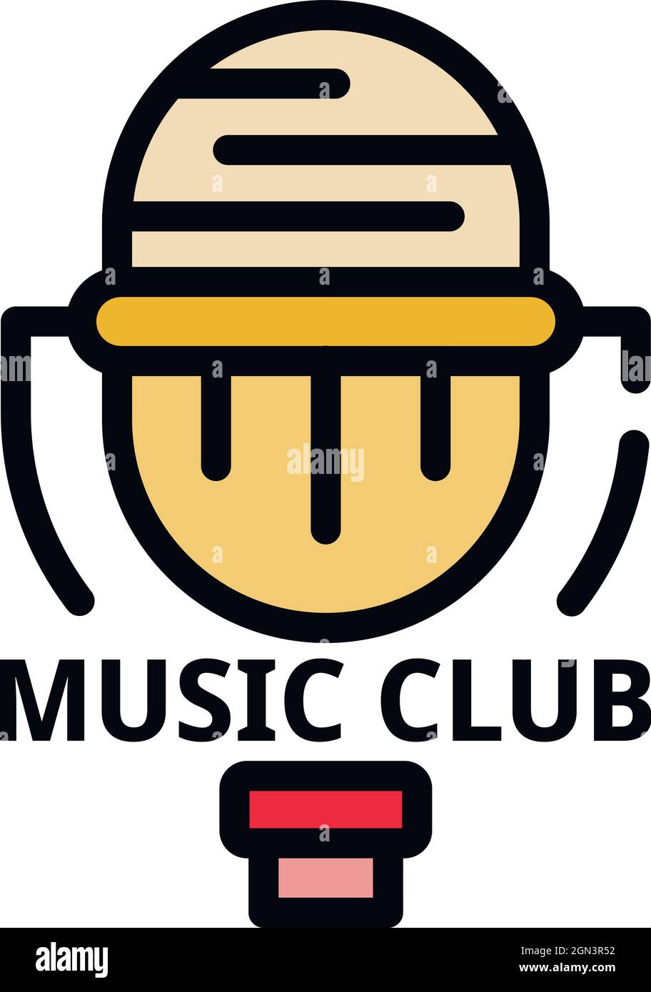 Music club icon. Outline music club vector icon color flat isolated ...