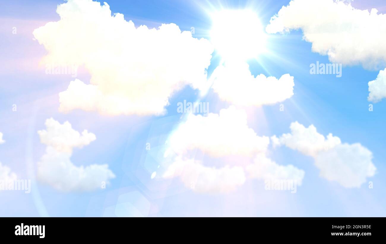cute colorful cumulus clouds sundown background , cgi abstract 3D ...