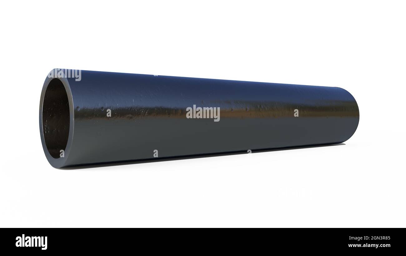 Round pipe rolled metal, isolated digital industrial 3D rendering Stock ...