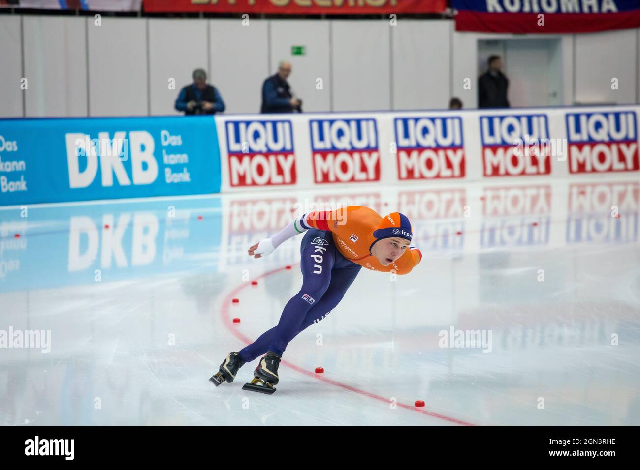 ISU European Speed Skating Championships. Athlete on ice. Classic speed ...