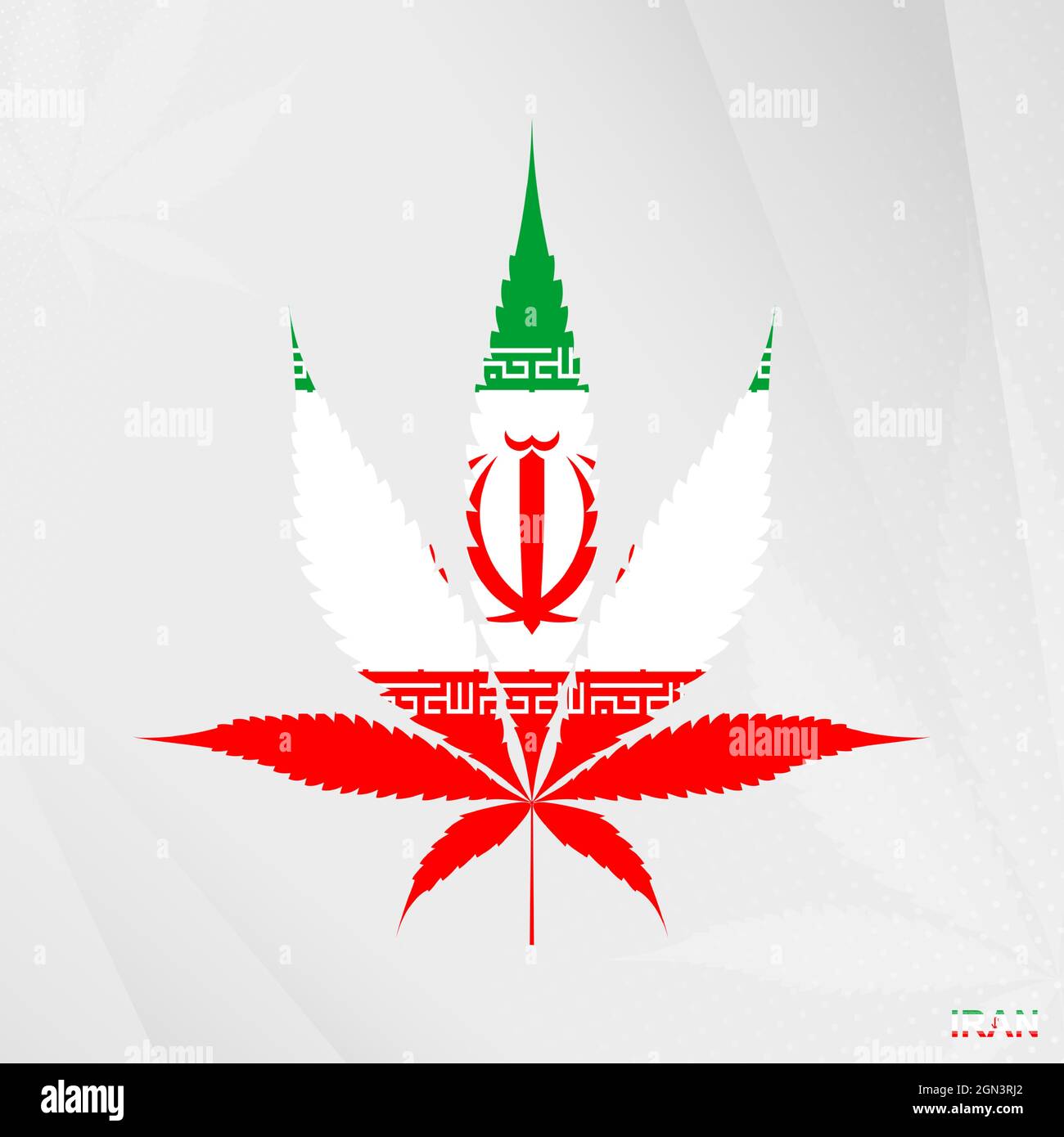 Flag of Iran in Marijuana leaf shape. The concept of legalization ...