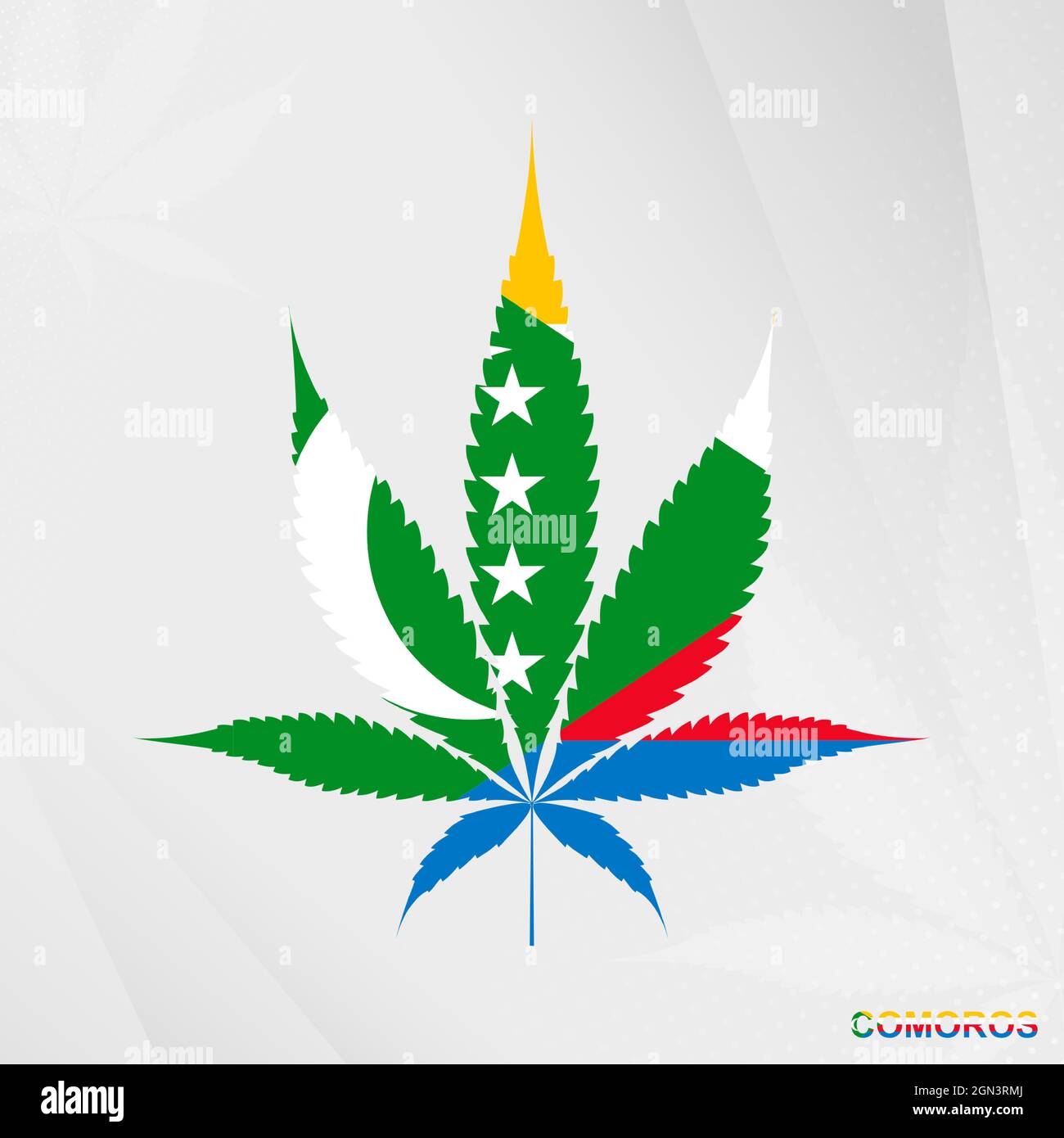 Flag of Comoros in Marijuana leaf shape. The concept of legalization ...