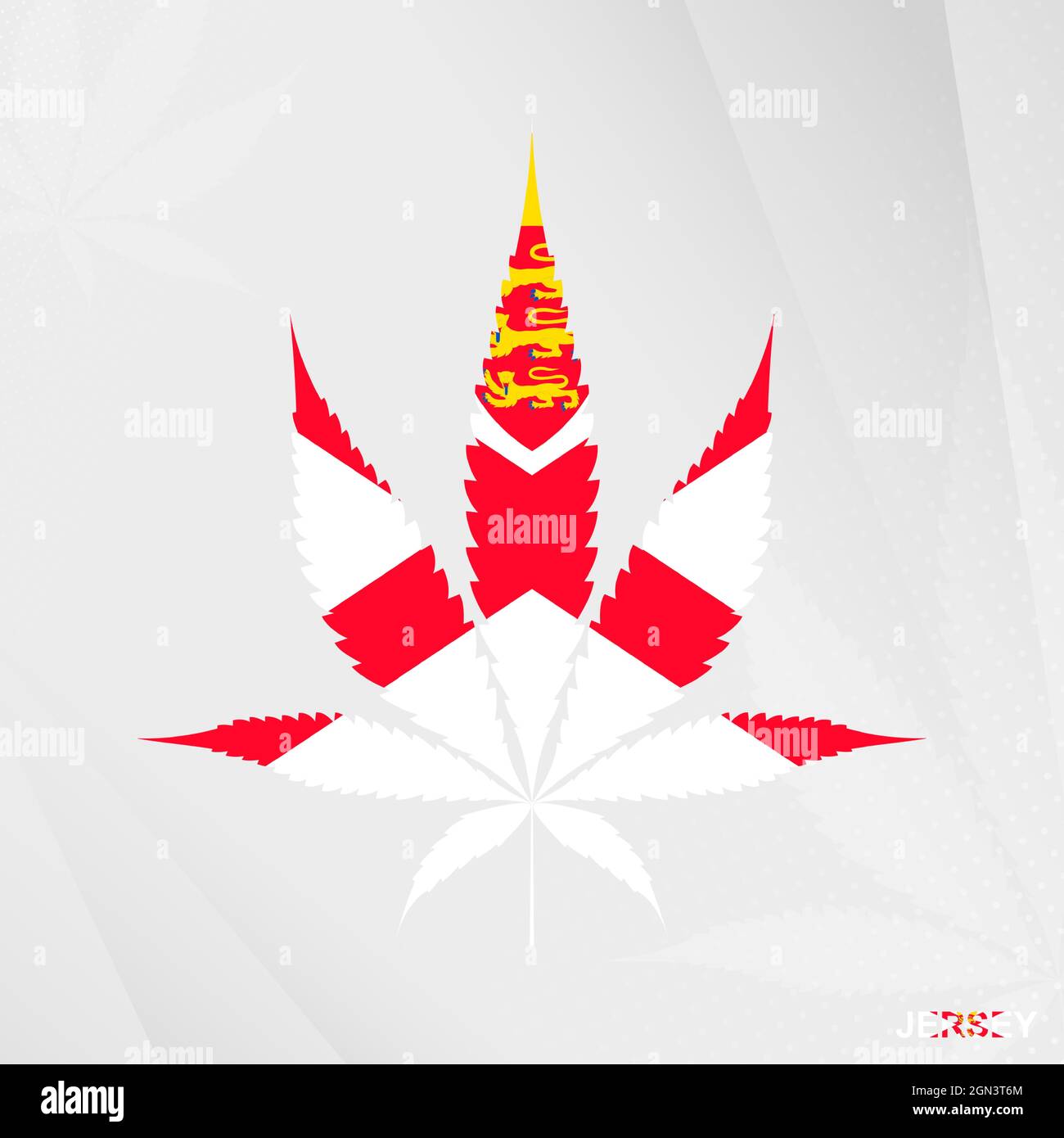 Flag of Jersey in Marijuana leaf shape. The concept of legalization ...
