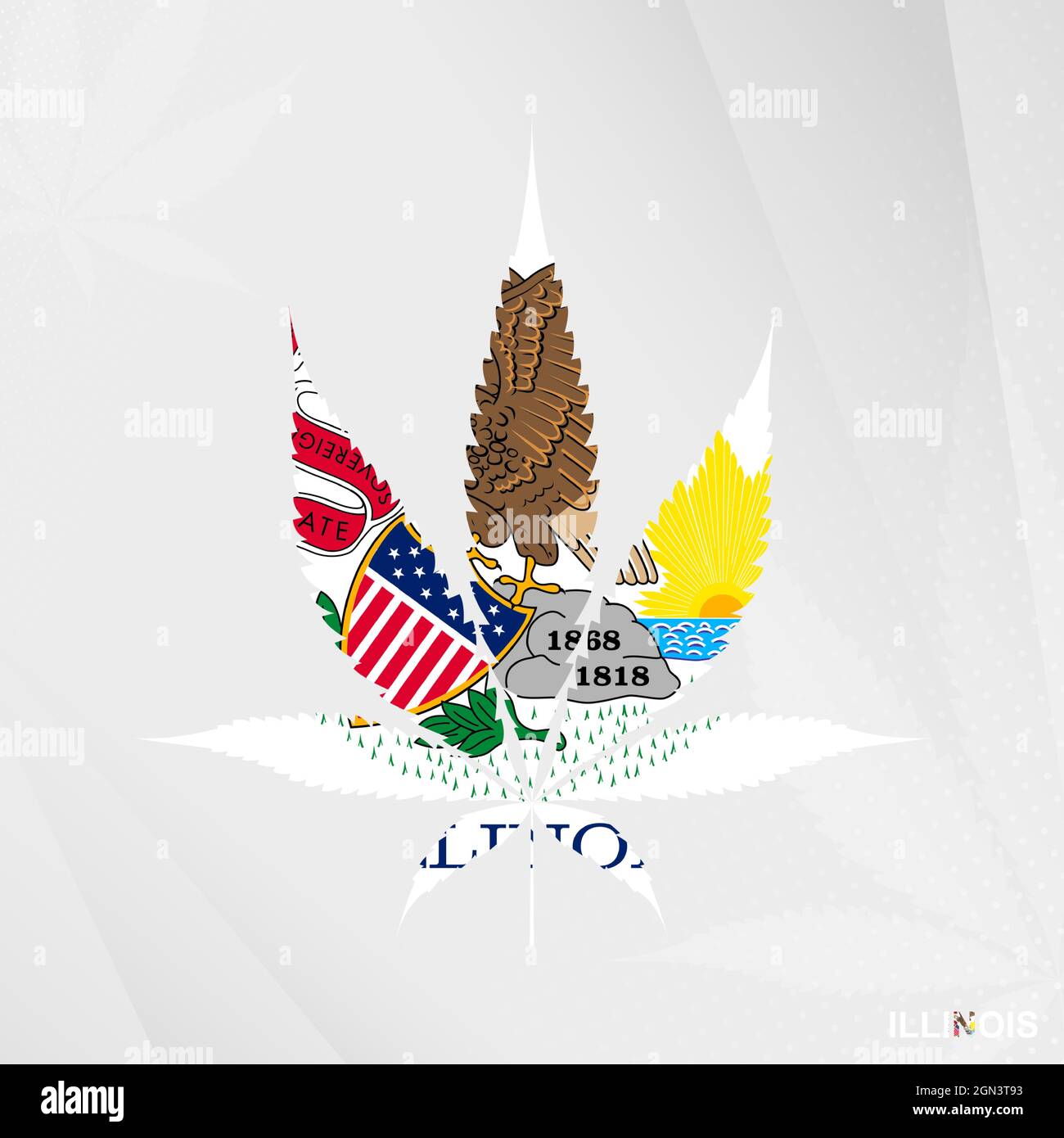 Flag of Illinois in Marijuana leaf shape. The concept of legalization ...