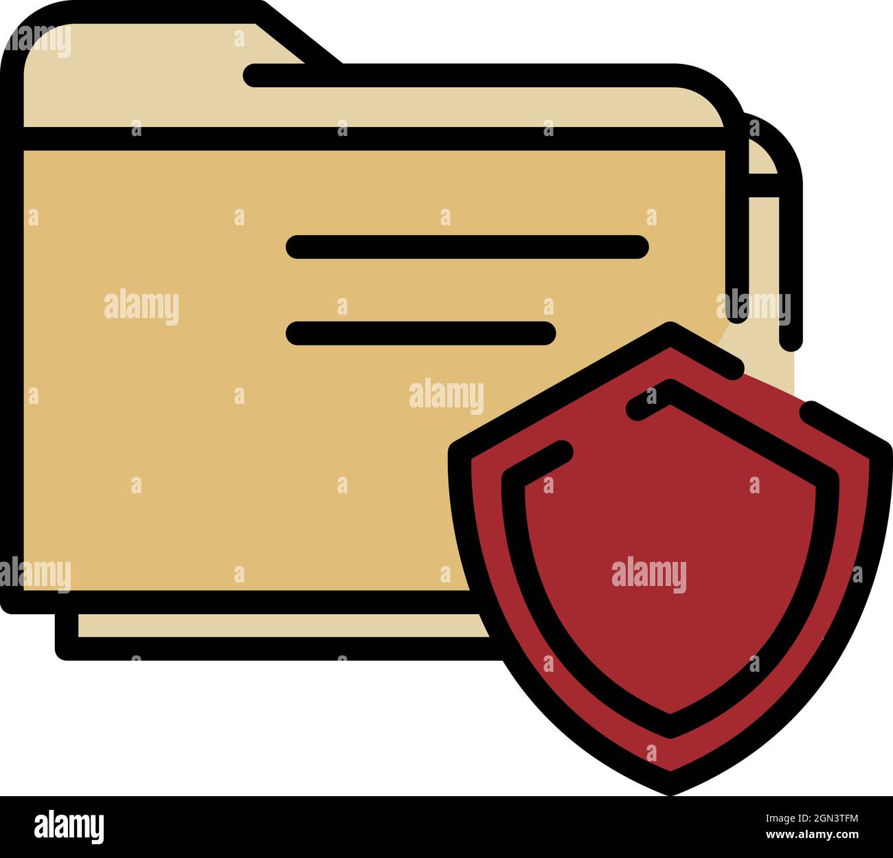 Protected folder icon. Outline protected folder vector icon color flat ... Protected folder icon. Outline protected folder vector icon color flat ...