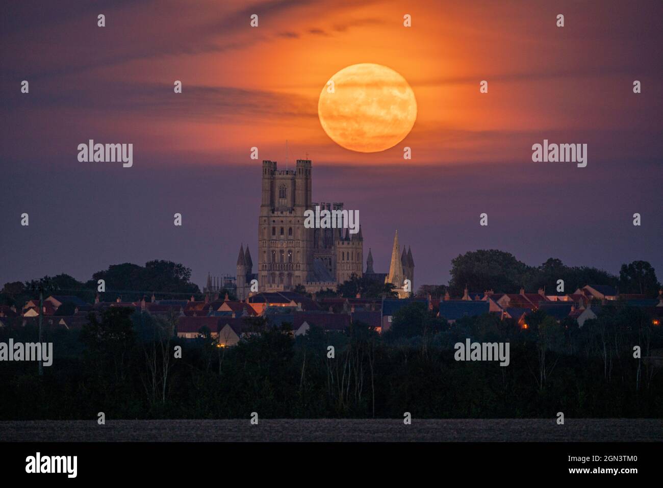 Harvest moon rises behind hi-res stock photography and images - Alamy