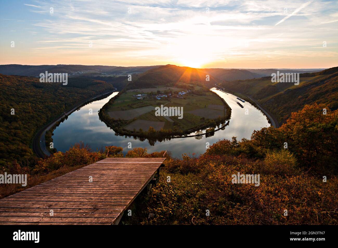 Saar Loop Serrig at dusk Stock Photo - Alamy
